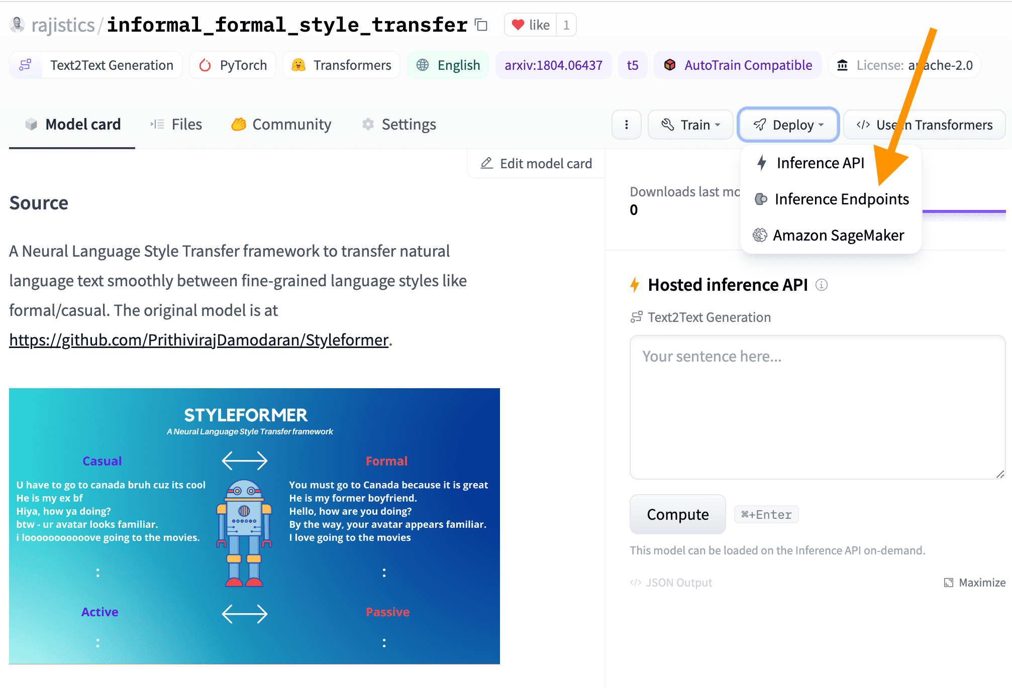 Text Style Transfer In A Spreadsheet Using Hugging Face Inference